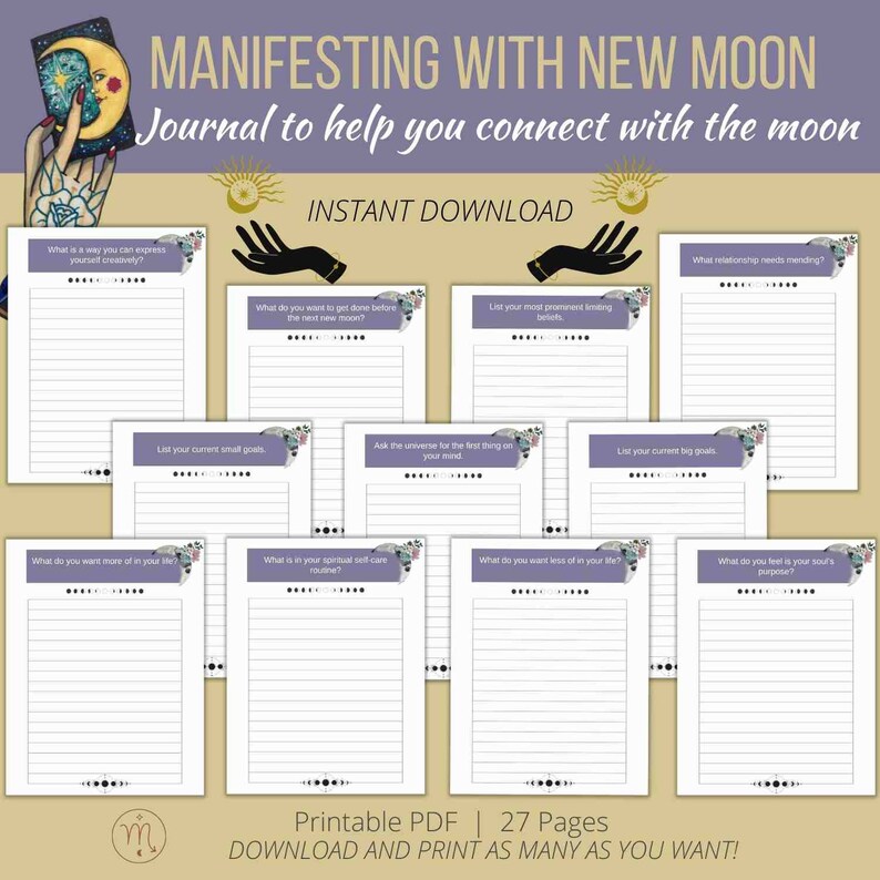 Manifesting With New Moon and Full Moon Phase, a Guided Journal, 25 ...