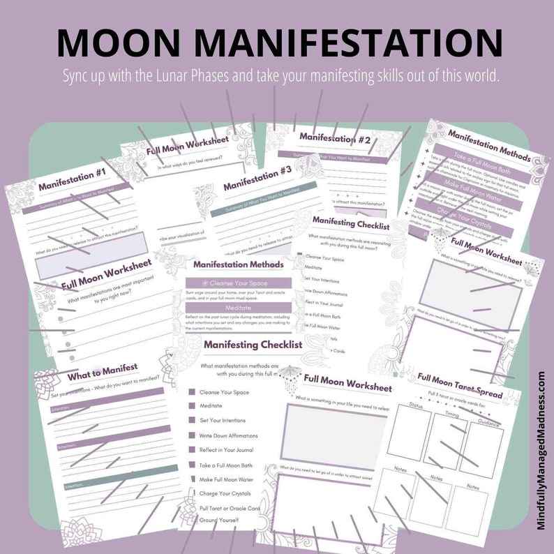 New & Full Moon Manifestation an Tarot Workbook, Horoscope, Chakra ...
