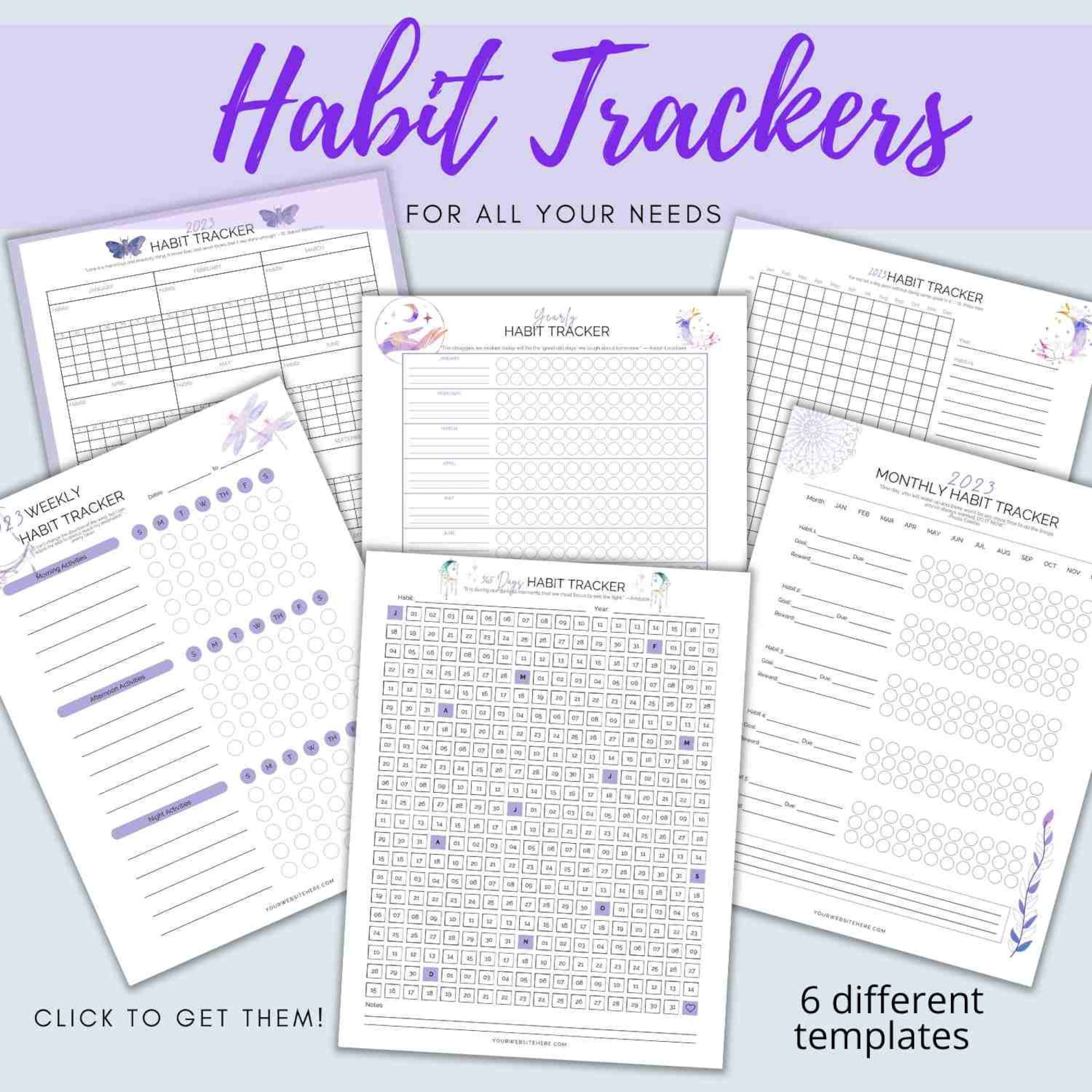 Habit Tracker Templates/ Printable Habit List/ Daily Habits/ Monthly ...