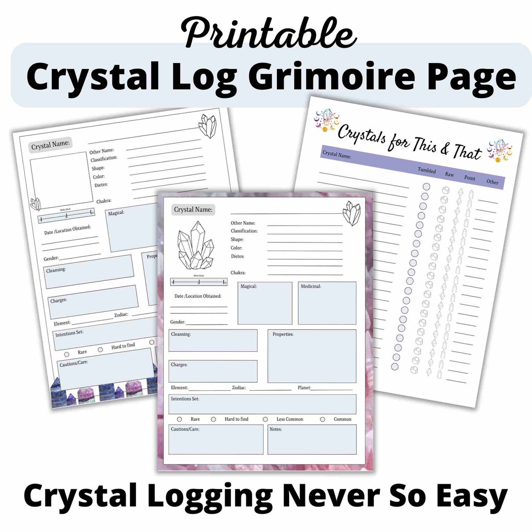 Crystal Worksheet| Blank Grimoire Page | Magic| Witchcraft Basics ...