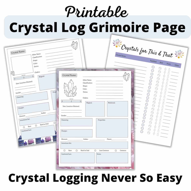 Crystal Worksheet| Blank Grimoire Page | Magic| Witchcraft Basics ...