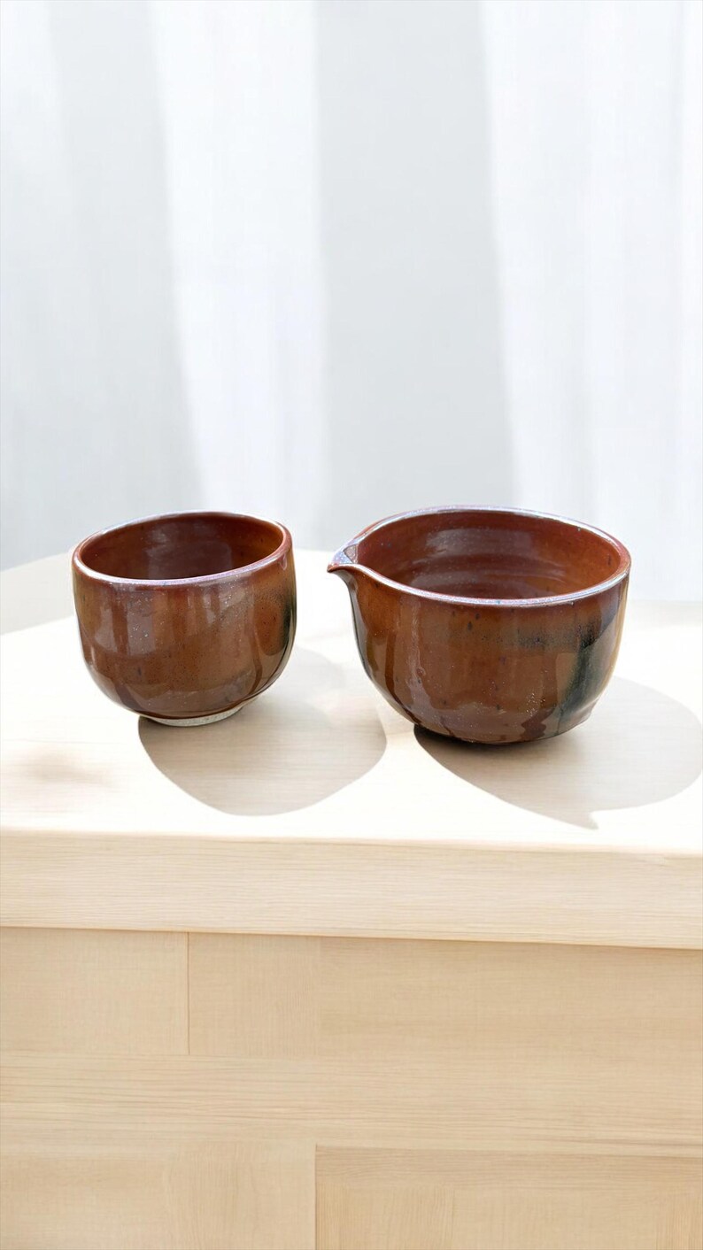 Japanese Matcha Bowl Set With Pouring Spout and Matching Cup - Etsy