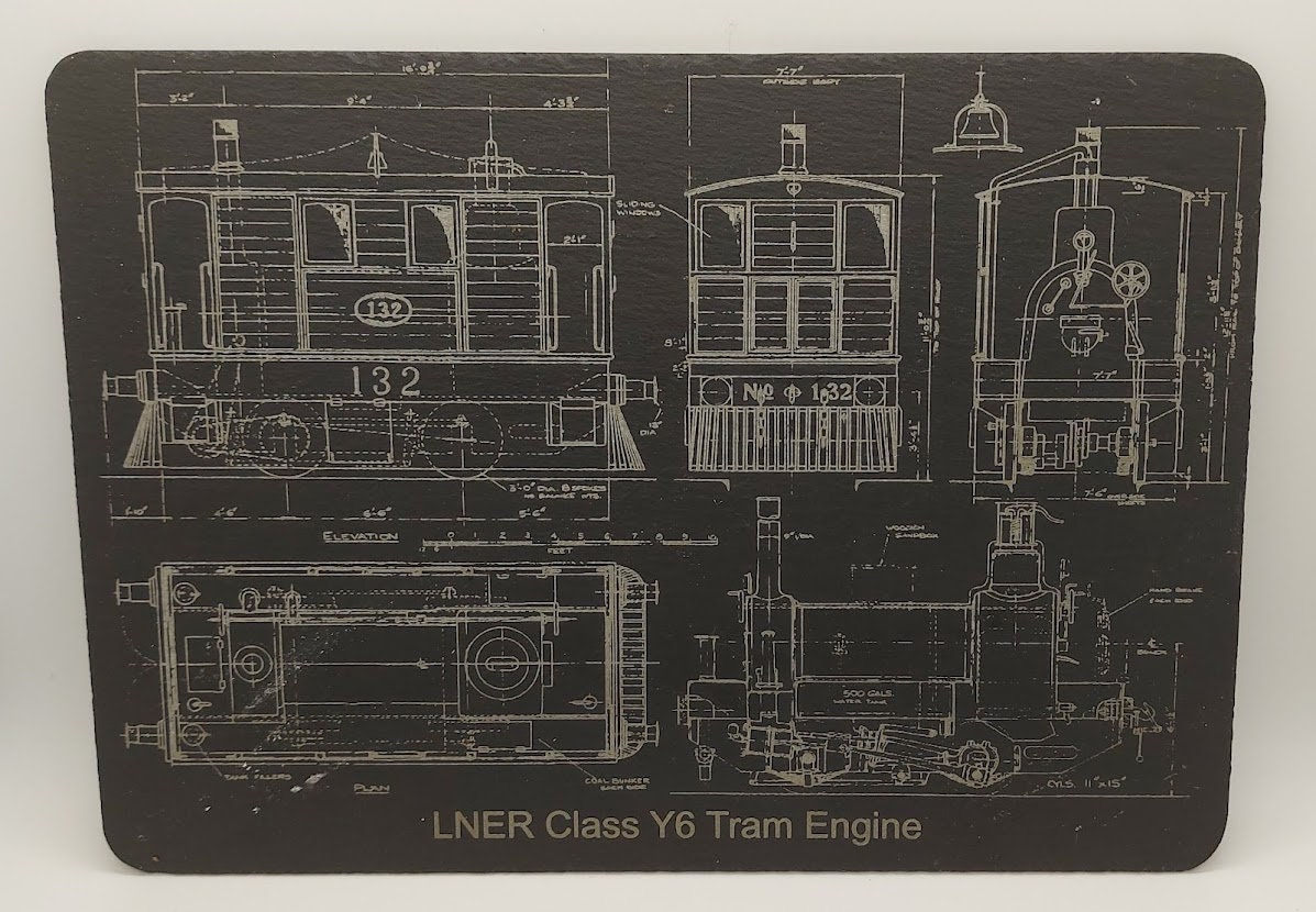 NER Y6 Tram Locomotive Blueprint Slate Placemat - Etsy Australia