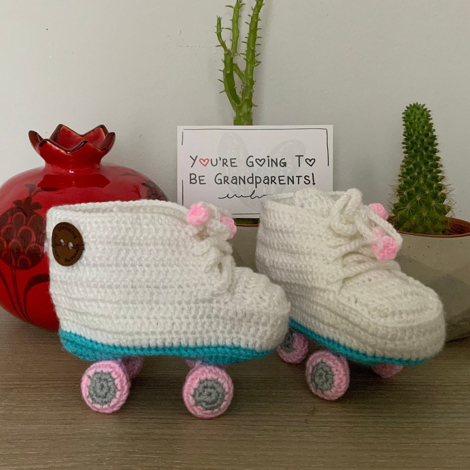 Roller Skate Baby Booties, Crochet Skate Boots, Knit Skate Shoes ...