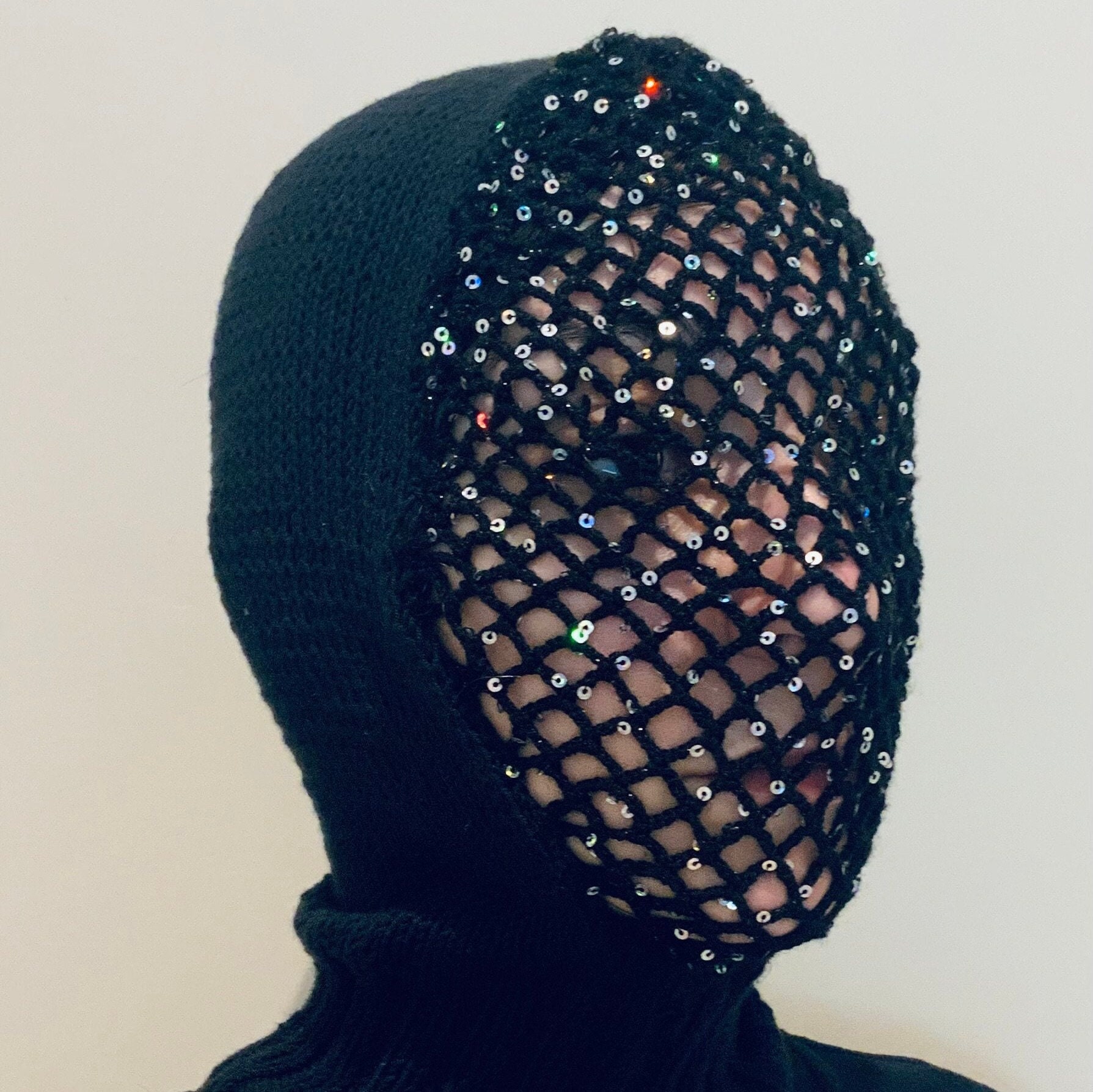 Full Face Covering Crochet Balaclava, Mesh Mask, Knitted Mask With ...