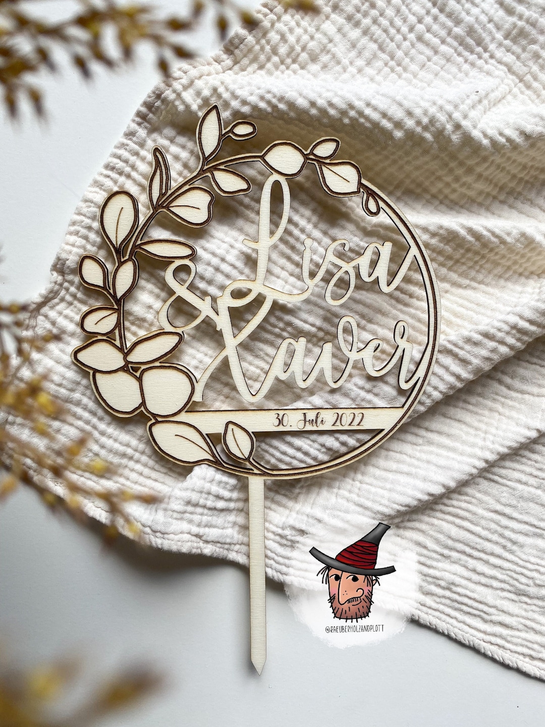 Decoración para tarta personalizada Topper de pastel nombre Fecha boda ...