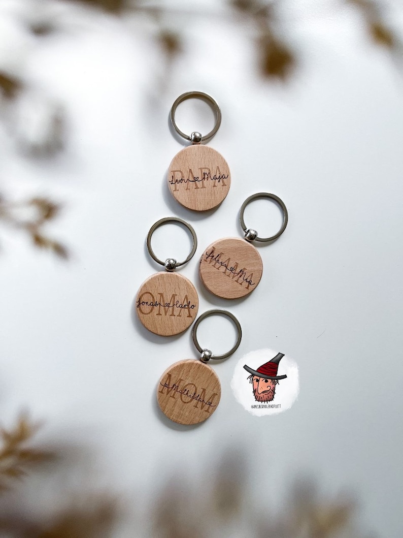 Personalized Keychains | Wood | Engraving | Child's Name | Christmas ...