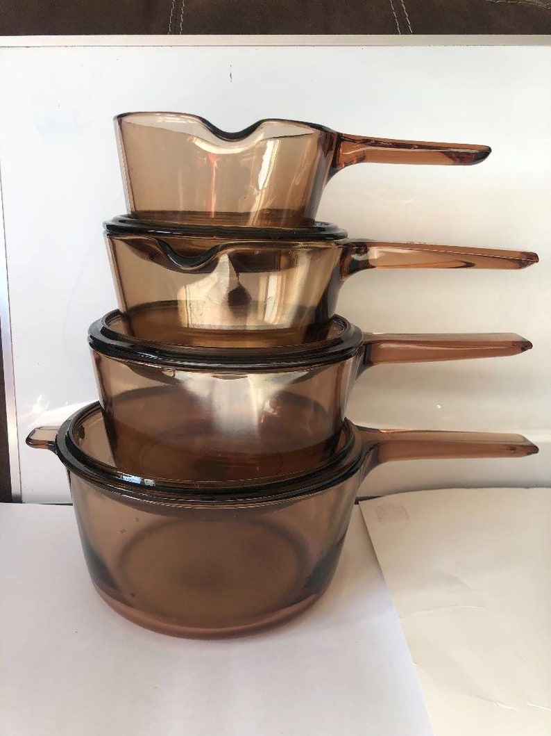 Vision Amber Cookware From 0.5L 1L 1.5L 2.5L 5L Pot Fry Pans, Saucers ...