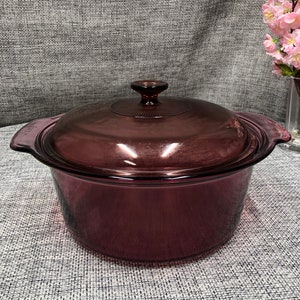 Vision Cranberry 5L Dutch Oven Round Roaster Matching Pyrex Glass Lid ...