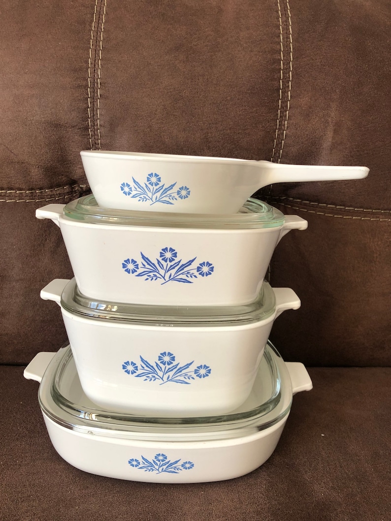 Corningware Blue Corn Flower P Series Dishes Various Sizes +metal Rack ...