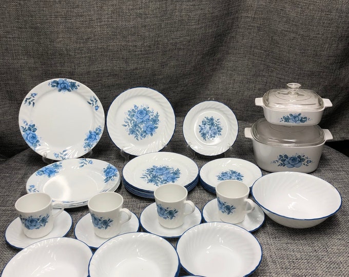 Vintage Blue Velvet Corelle Corning Ware Dining 7 Piece - Etsy