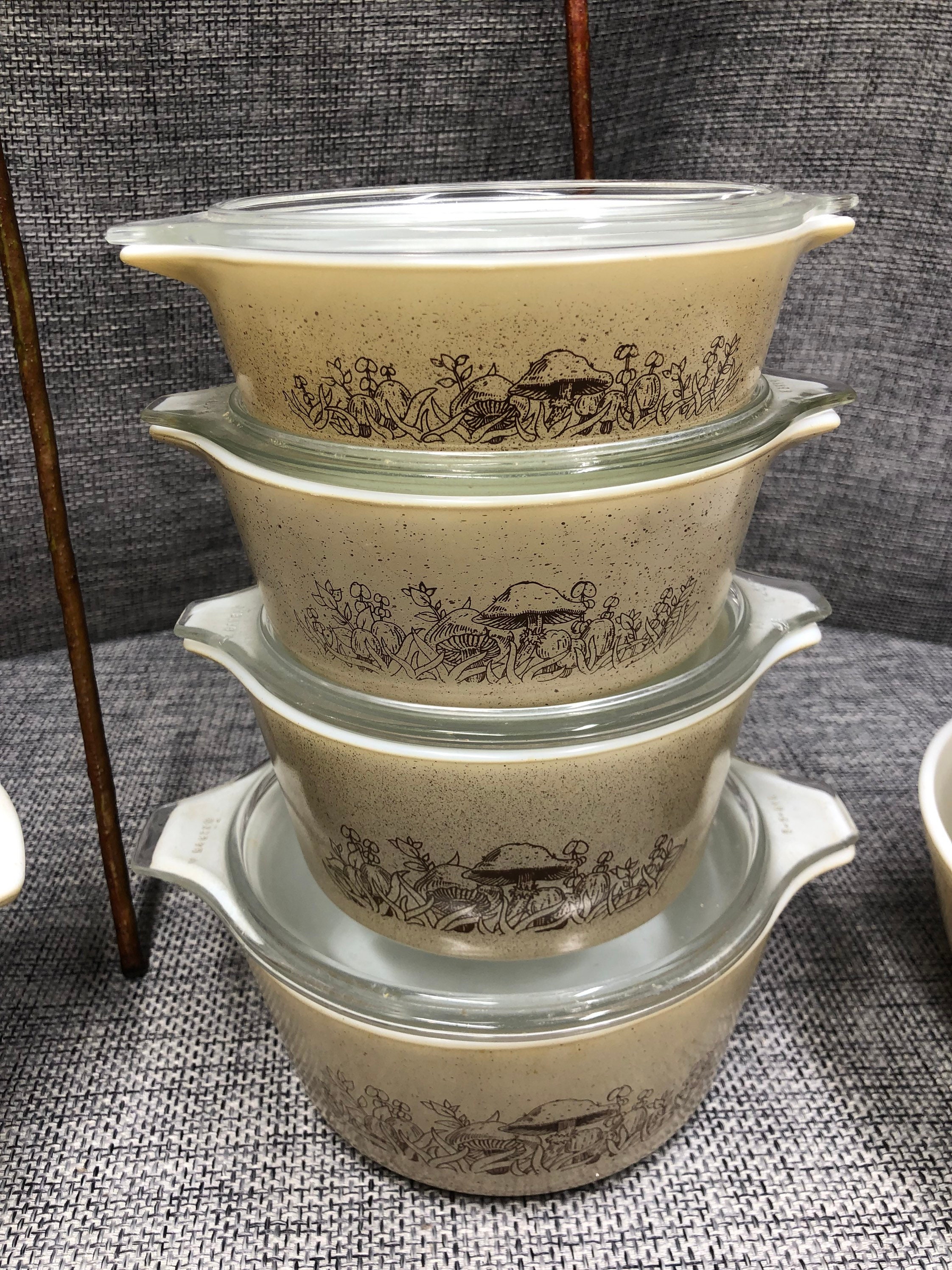 Pyrex Mushrooms Cinderella 441,442,443,444, Casseroles 471,472,473,474 ...