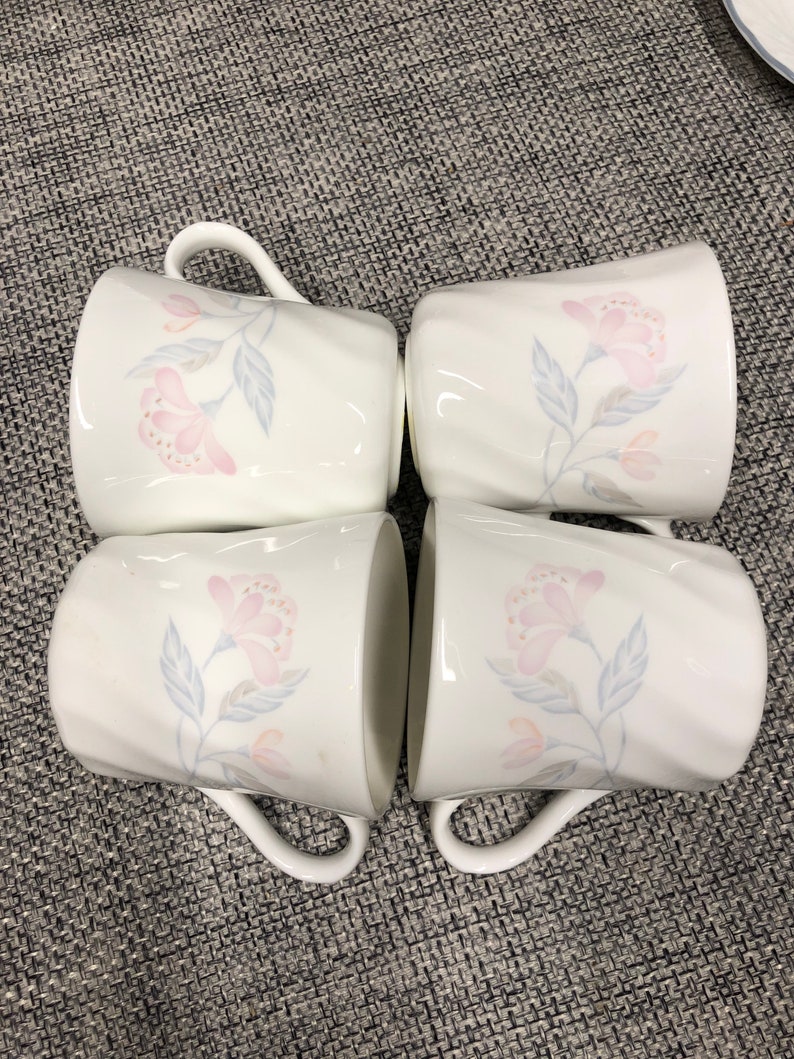 Corelle Pink Trio Dinnerware Set: Floral Swirl Plates, Bowls, Mugs - Etsy