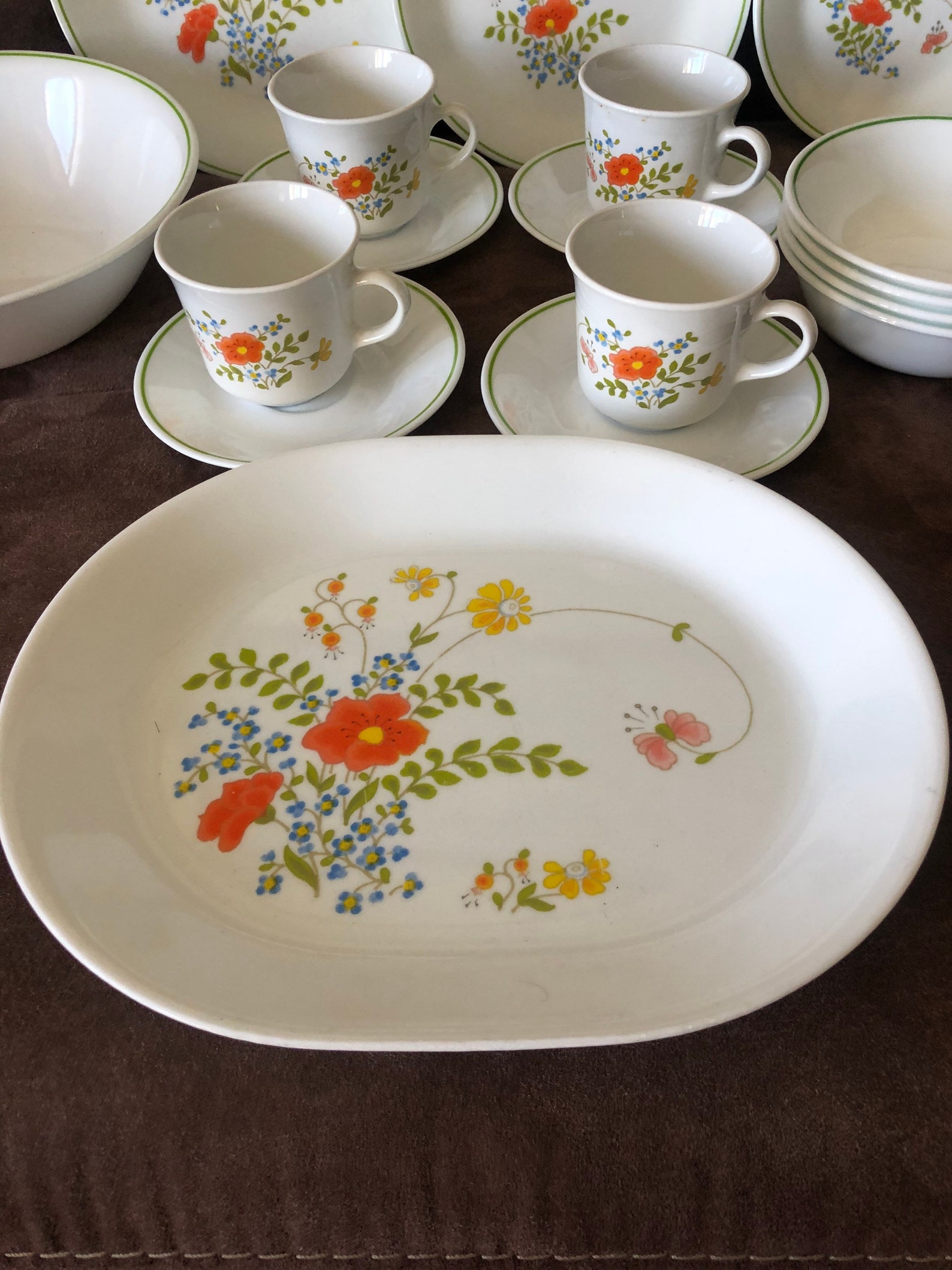 Corelle Wild Flower Dinner, Bread, Desert Plates, Saucer, Cereal Bowls ...