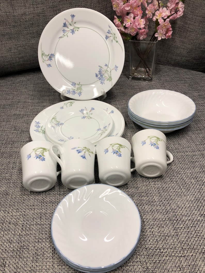 Corelle Blue Dusk Floral 20-piece Dinnerware Set - Etsy