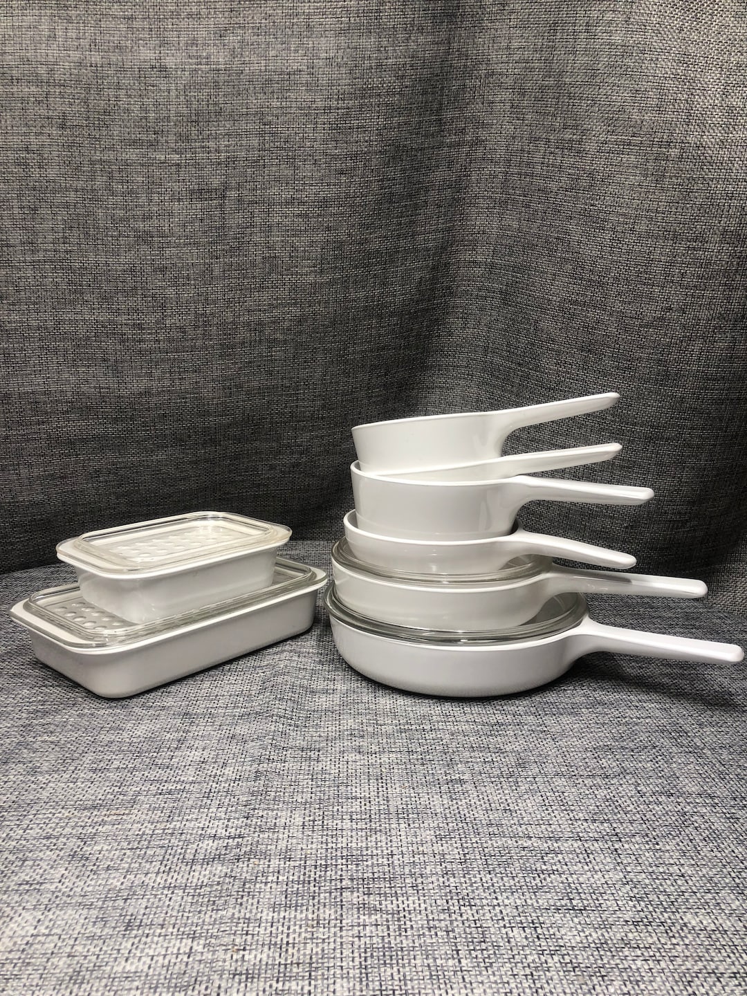 Corning Ware Just White Range Toppers, 9” 10” Skillet + Lids, Fridge ...