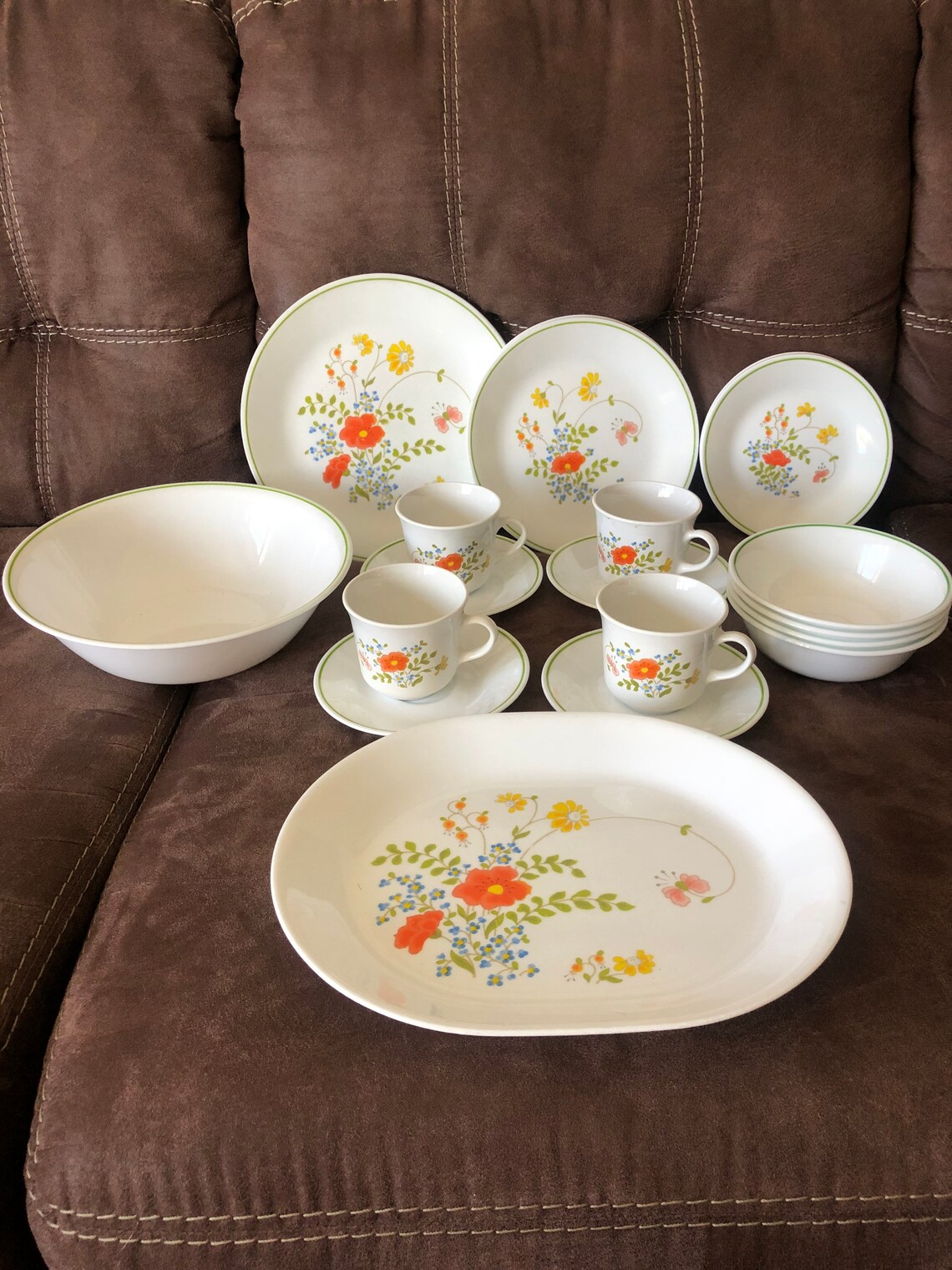 Corelle Wild Flower Dinner, Bread, Desert Plates, Saucer, Cereal Bowls ...