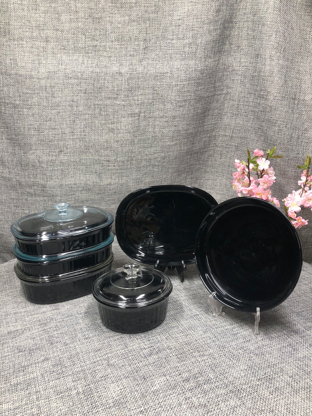 Corning Ware Black Oval, Round F-2-B, F-3-B, F-4-B, F-5-B, F-6-B F-6-B ...