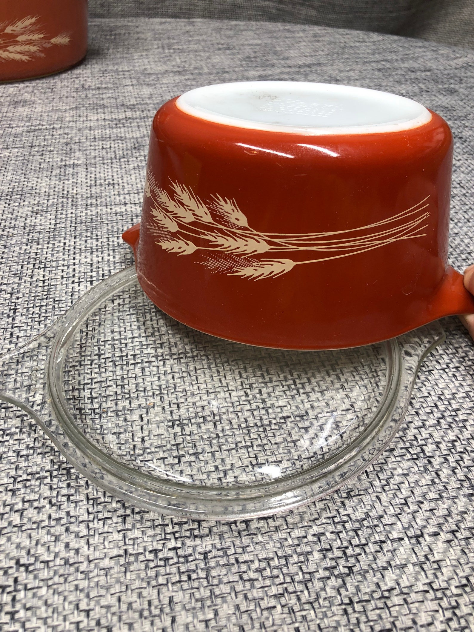 Pyrex Orange Autumn Harvest Wheat Casserole 471-475, Mixers 401-403 ...