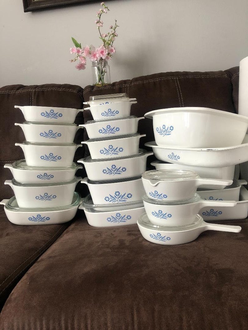 Corningware Blue Corn Flower Pattern Casserole Baking Dishes - Etsy