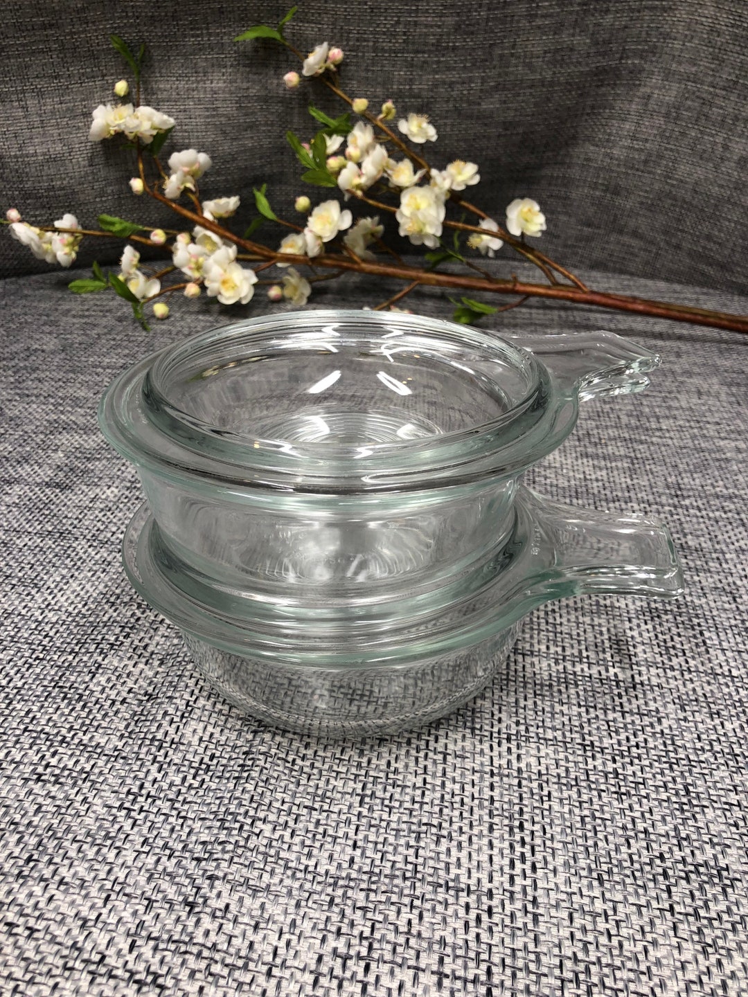 4 Pcs Pyrex Clear Grab It Bowls 601-B + 601-C Lid Serving Soup, Chili ...