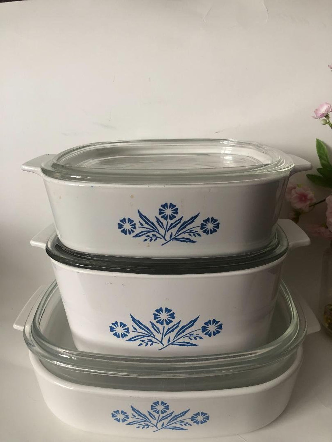 Corningware Blue Corn Flower Pattern Casserole Baking Dishes - Etsy