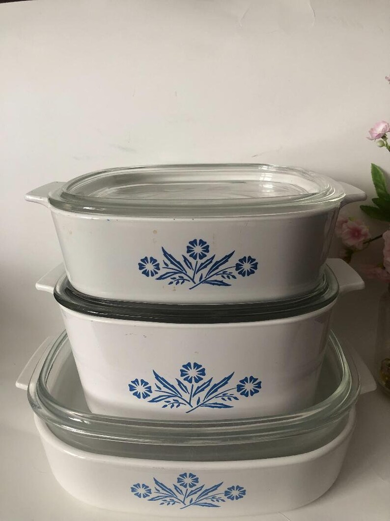 Corningware Blue Corn Flower Pattern Casserole Baking Dishes - Etsy