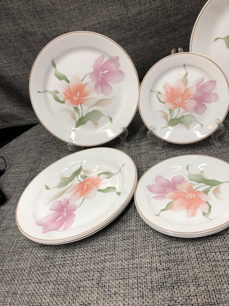 Corelle Peony Dinnerware Pink and Lavender Flowers Dinner - Etsy