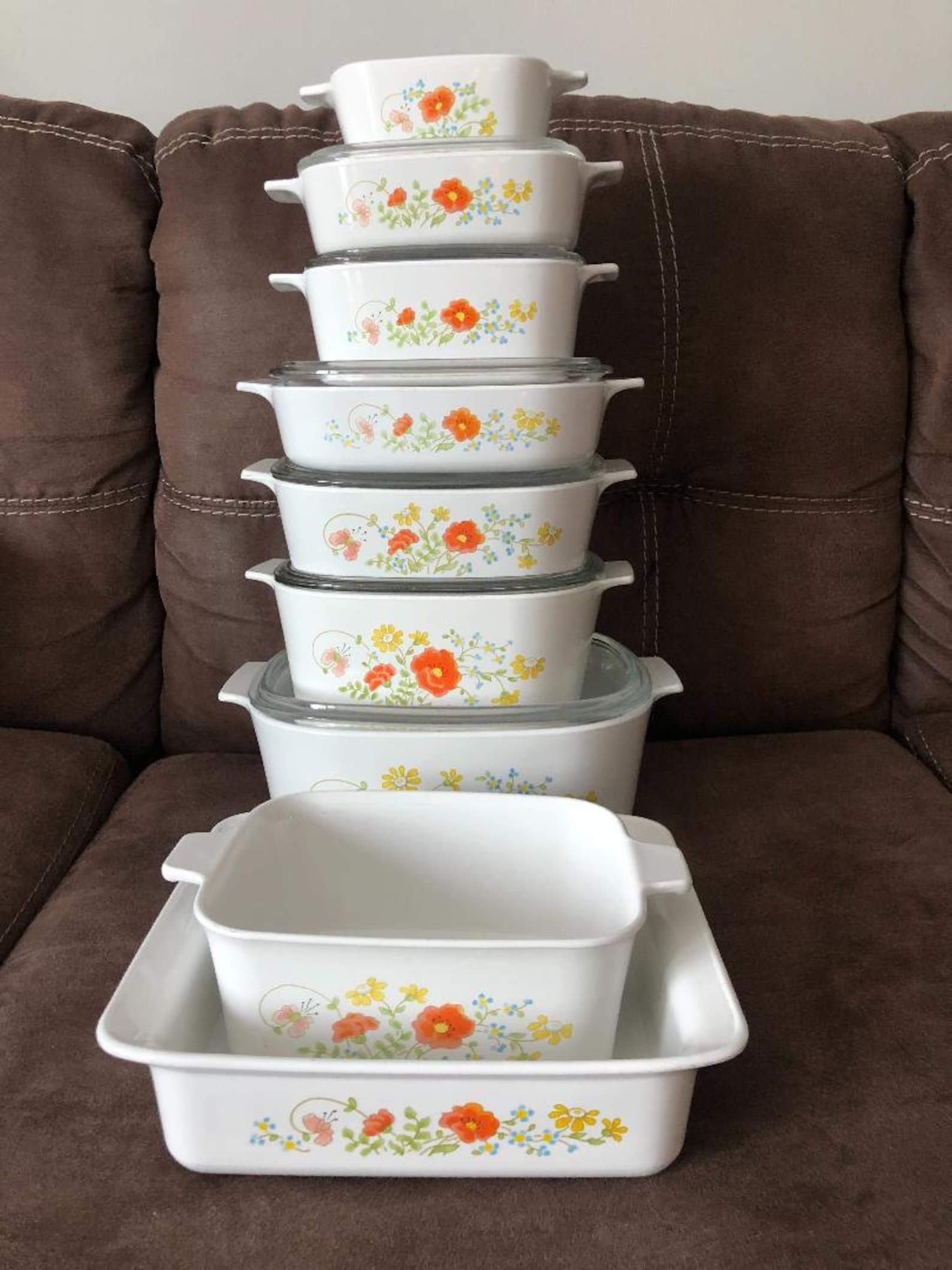 Corning Ware Wild Flower With Glass Lids Available Sizes From Mini to ...