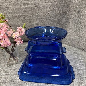 Vintage Pyrex Blue Bakeware Set: Casserole, Pie Plate, Loaf Pan - Etsy