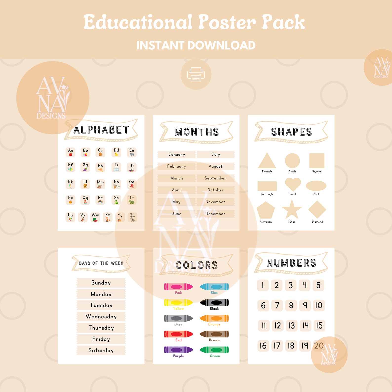 Educational Posters, Alphabet Poster, Playroom Printables, Wall Art ...
