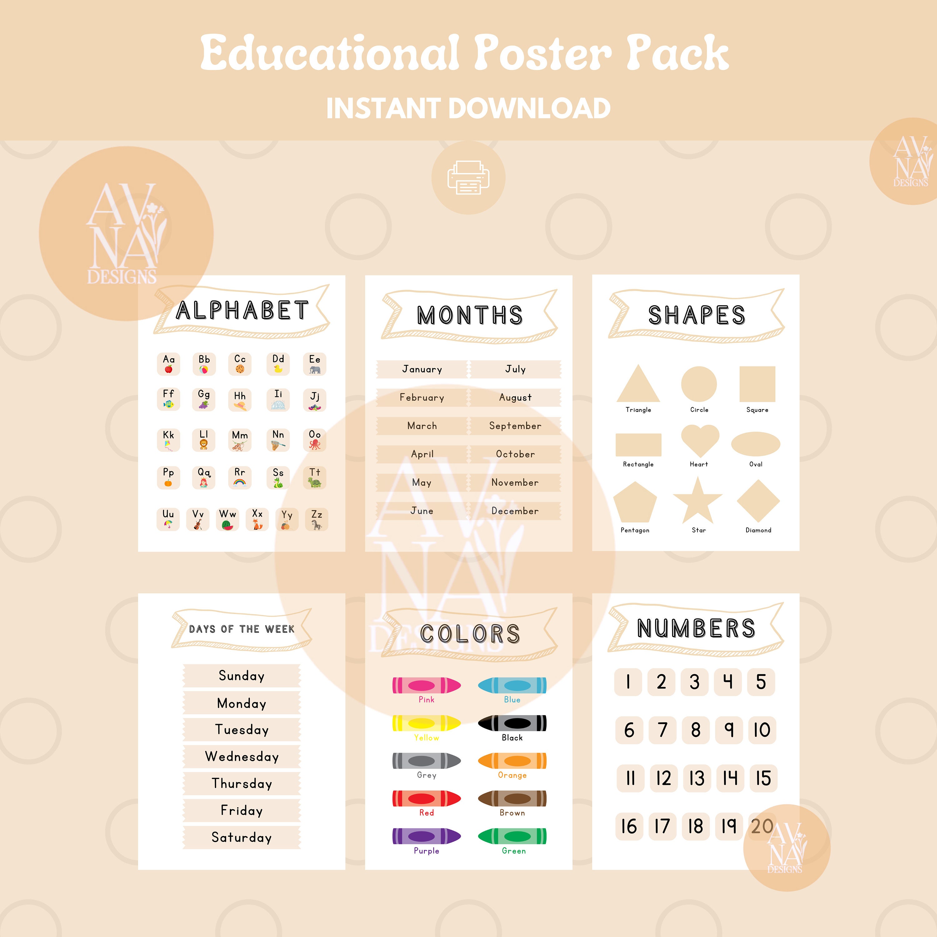Educational Posters, Alphabet Poster, Playroom Printables, Wall Art ...