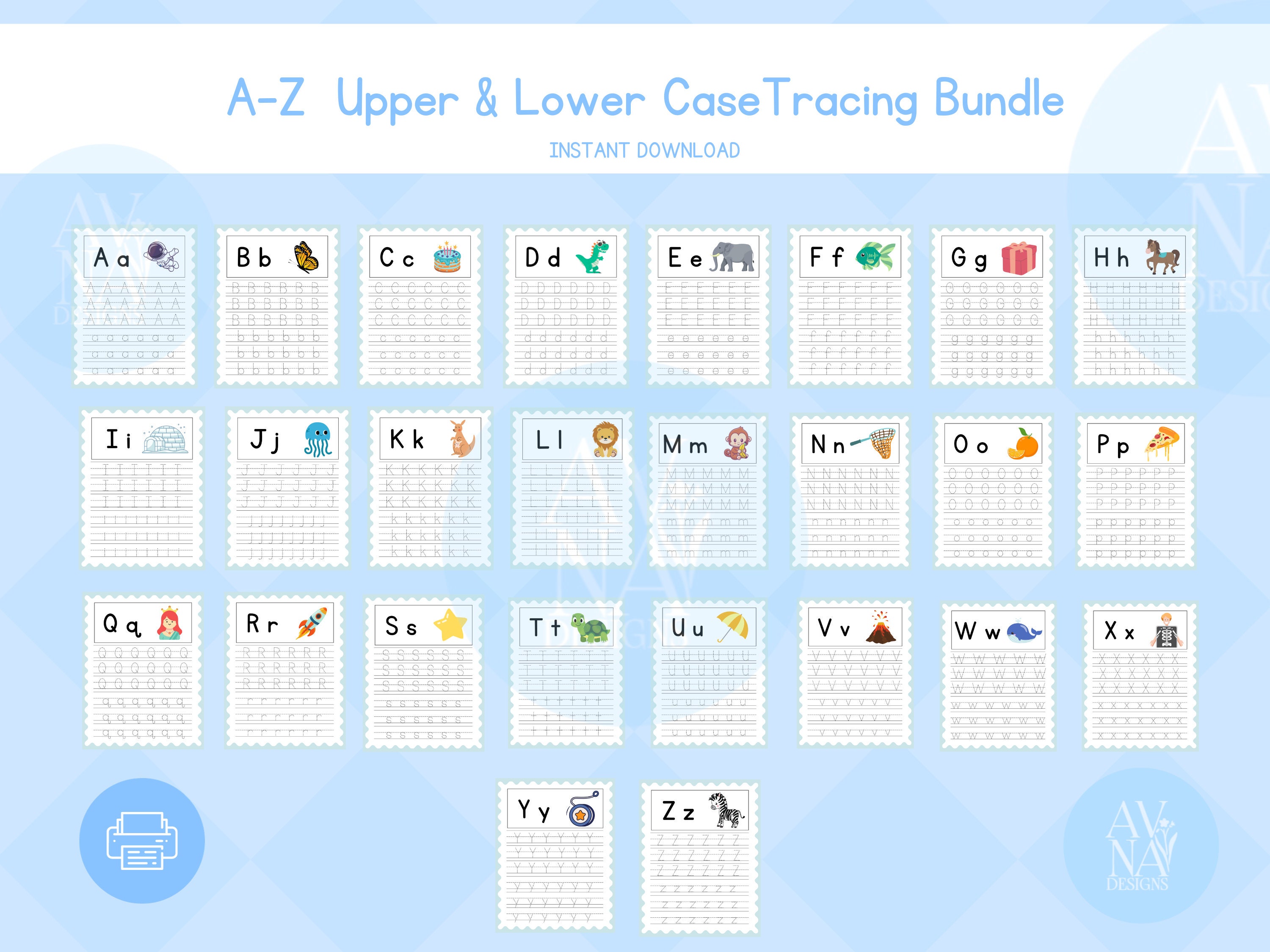 Alphabet Worksheets, Preschool Writing Practice, ABC Tracing, Preschool ...