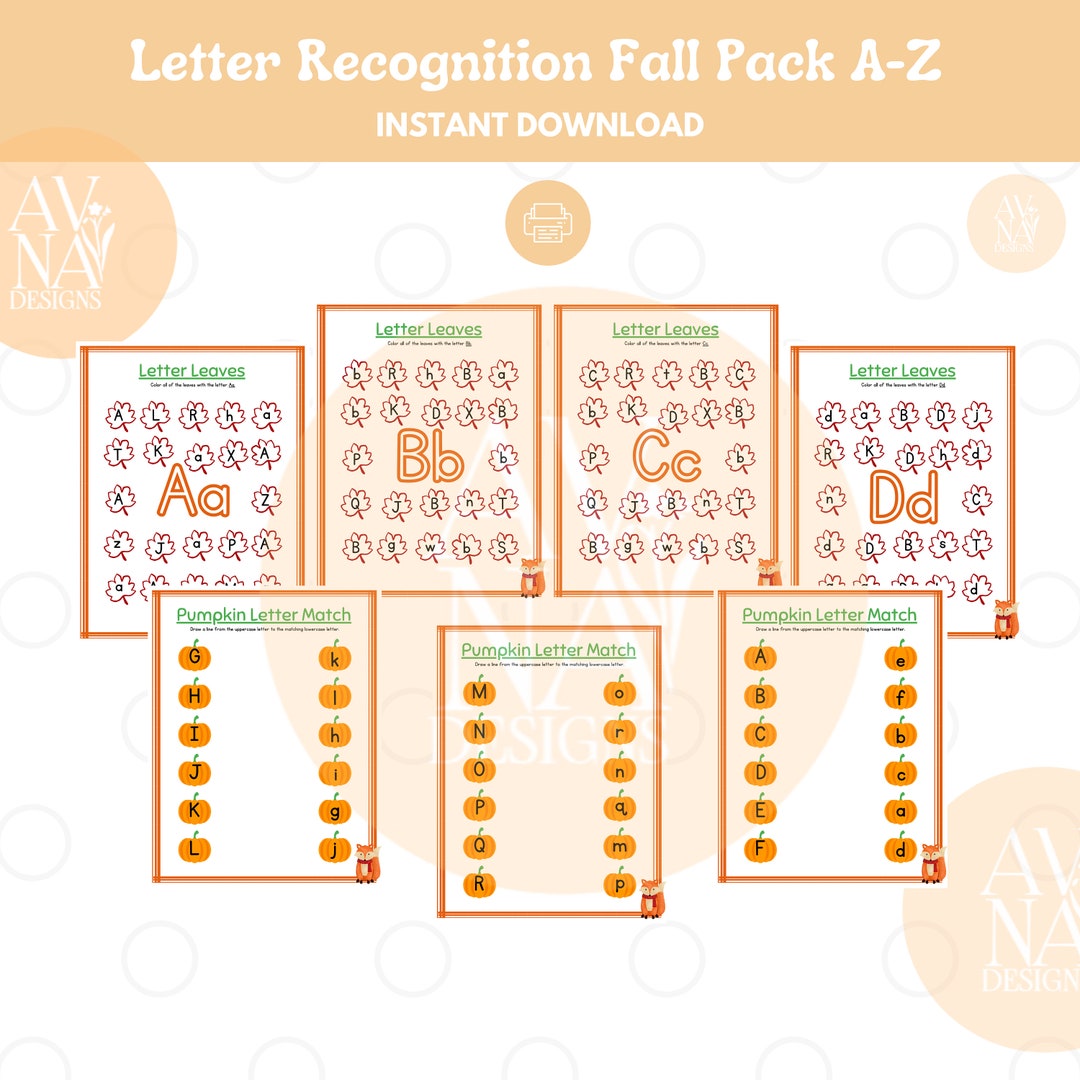 Letter Recognition Fall Activity Pack Preschool Activity - Etsy