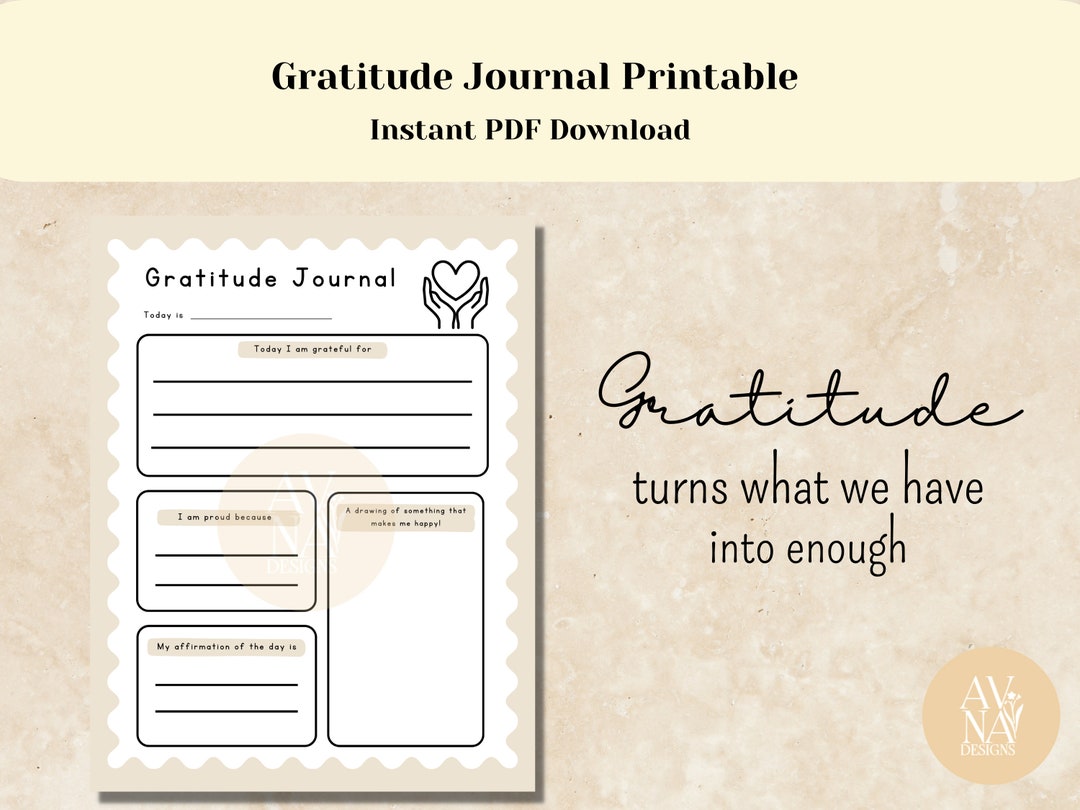 Kids Gratitude Journal Printable, Gratitude Journal Page, Gratitude ...