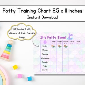 Mermaid Potty Training Chart: Printable Reward Tracker (digital ...