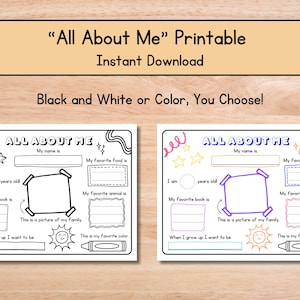 All About Me, All About Me Poster, All About Me Printable, First Day of ...
