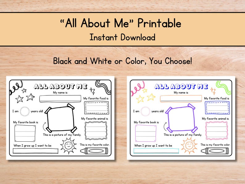 All About Me Printable Poster: First Day of School Activity (digital ...
