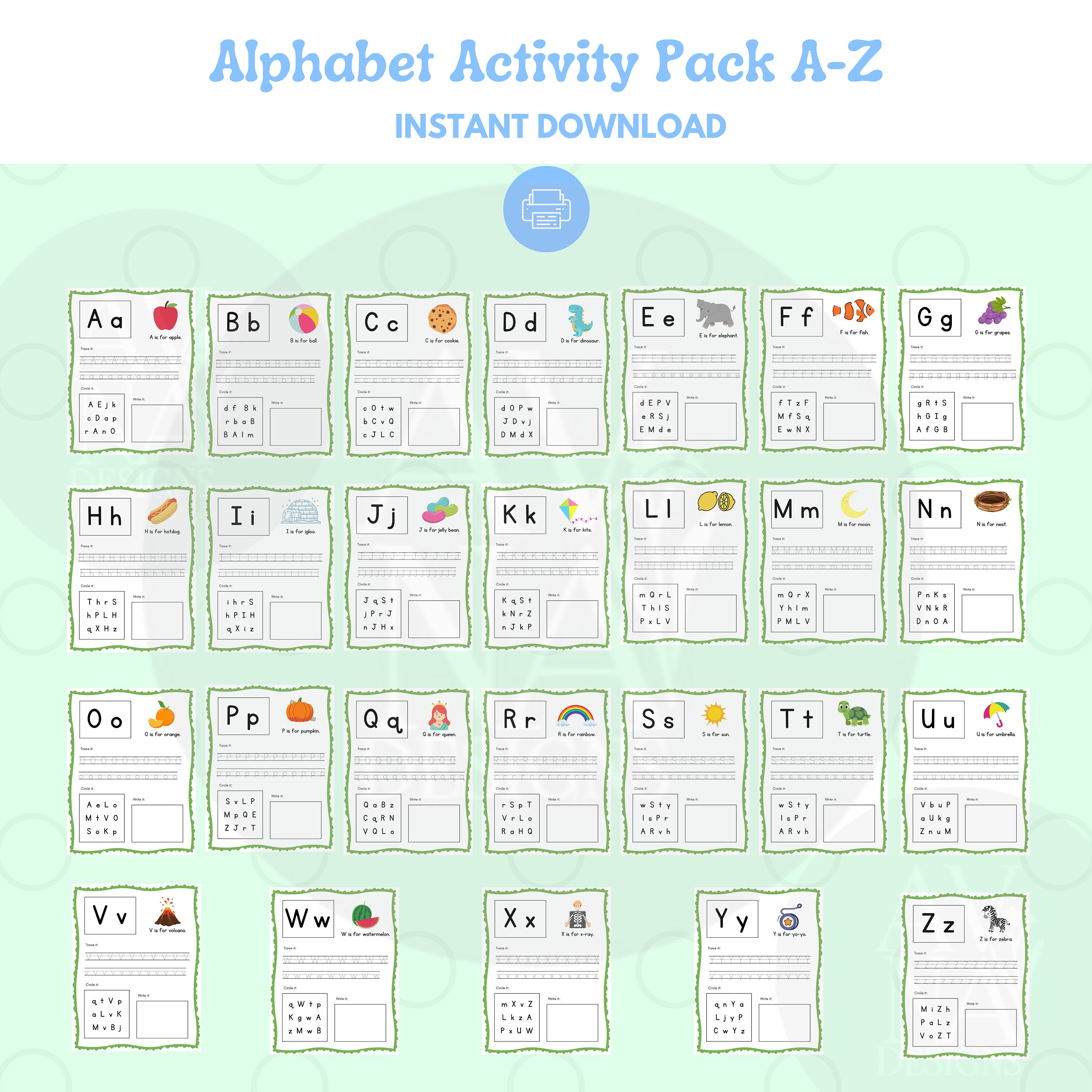 Alphabet Tracing Worksheet, A-Z Worksheets, Writing Skills Practice ...