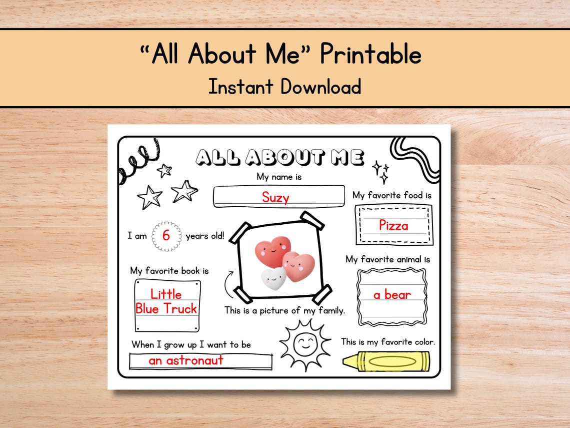 All About Me, All About Me Poster, All About Me Printable, First Day of ...