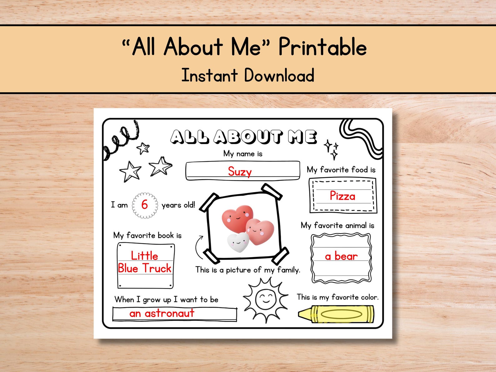 All About Me, All About Me Poster, All About Me Printable, First Day of ...