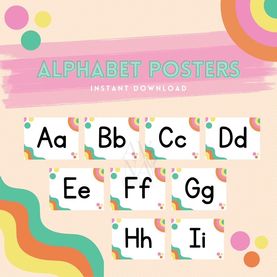 Alphabet Posters, Printable, Groovy Decor, Alphabet Posters, Classroom ...