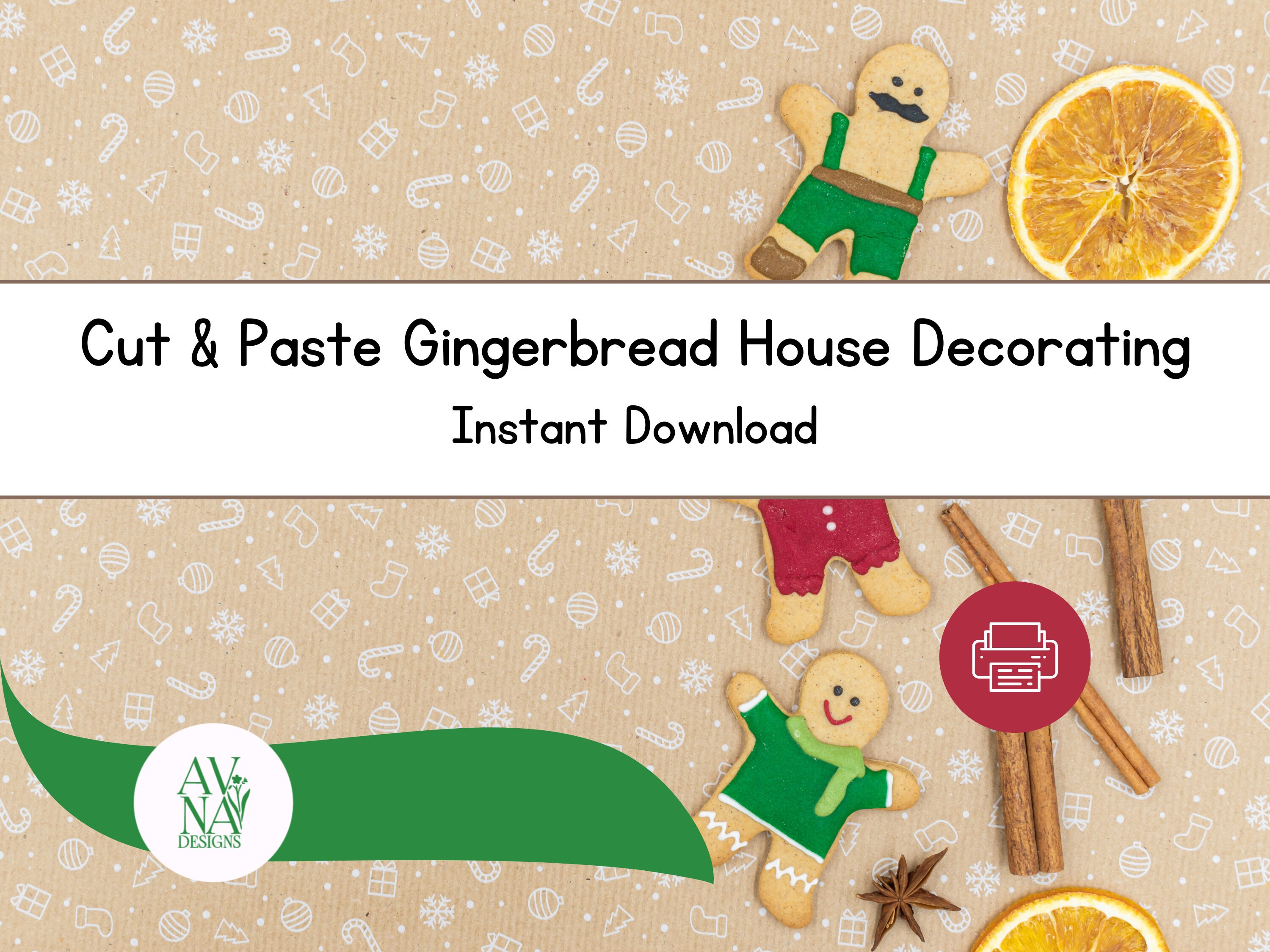 Gingerbread House Printable, Gingerbread House Decorating, Print and ...