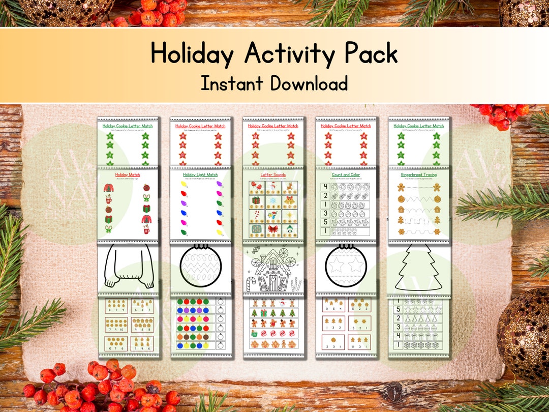 Holiday Printable Worksheets, Christmas Worksheet Bundle, Christmas ...