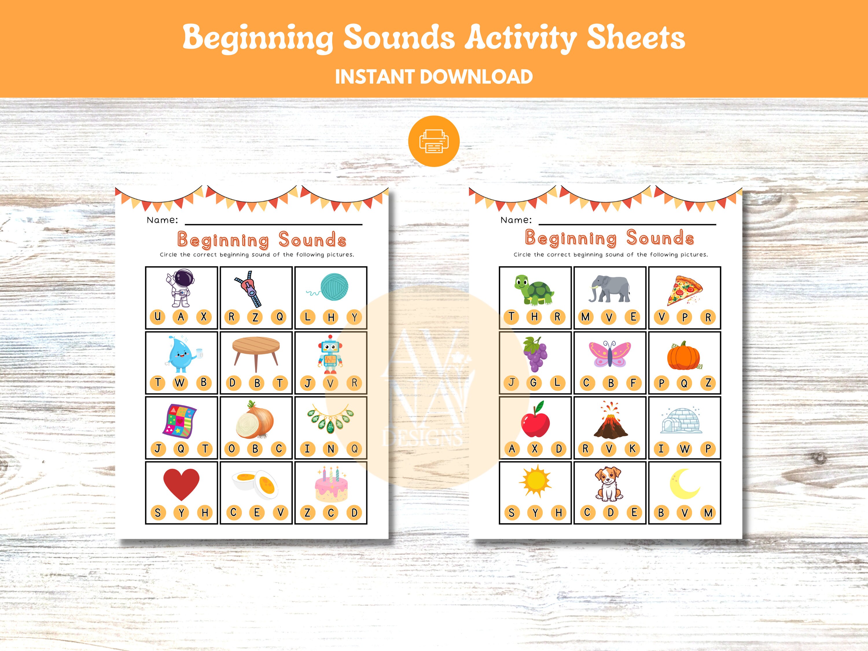 Beginning Sounds Worksheet: Phonics for Preschool (digital Download) - Etsy