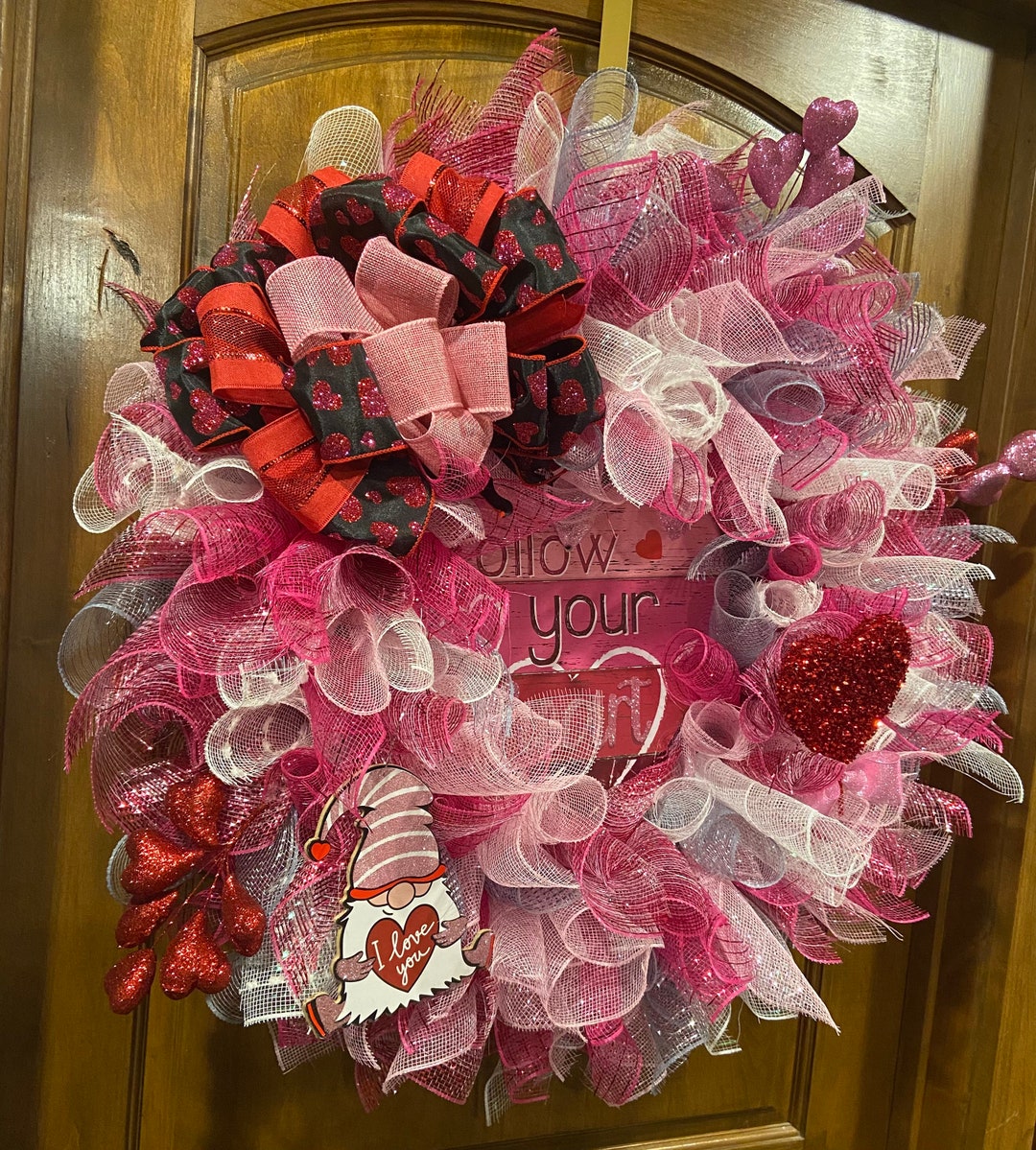 Follow Your Heart Valentines Day Wreath, Valentines Day Decor, Gnome ...