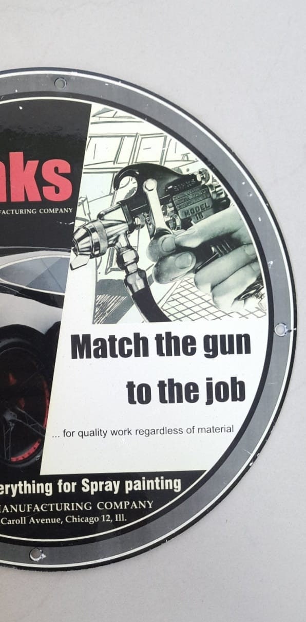 1930's Vintage Binks Manufacturing Spray Paint Co.porcelain Sign 11.75 ...