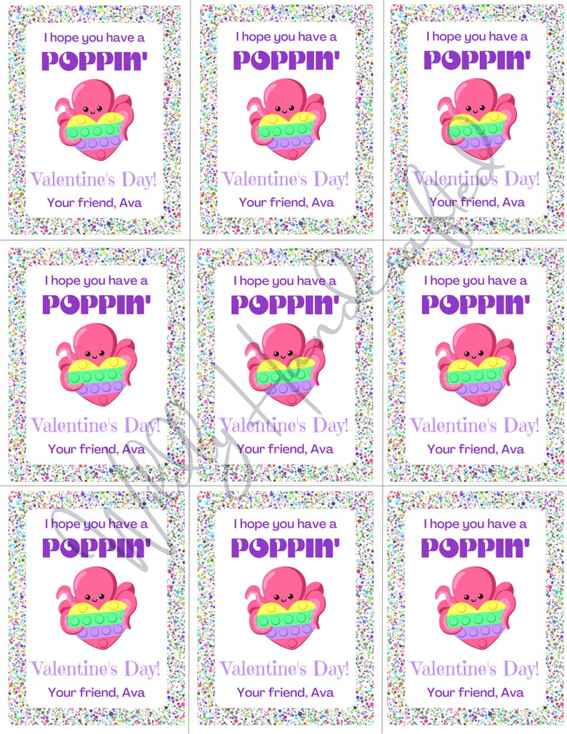 Poppin' Valentine's Day Printable Tags for Kid's - Etsy