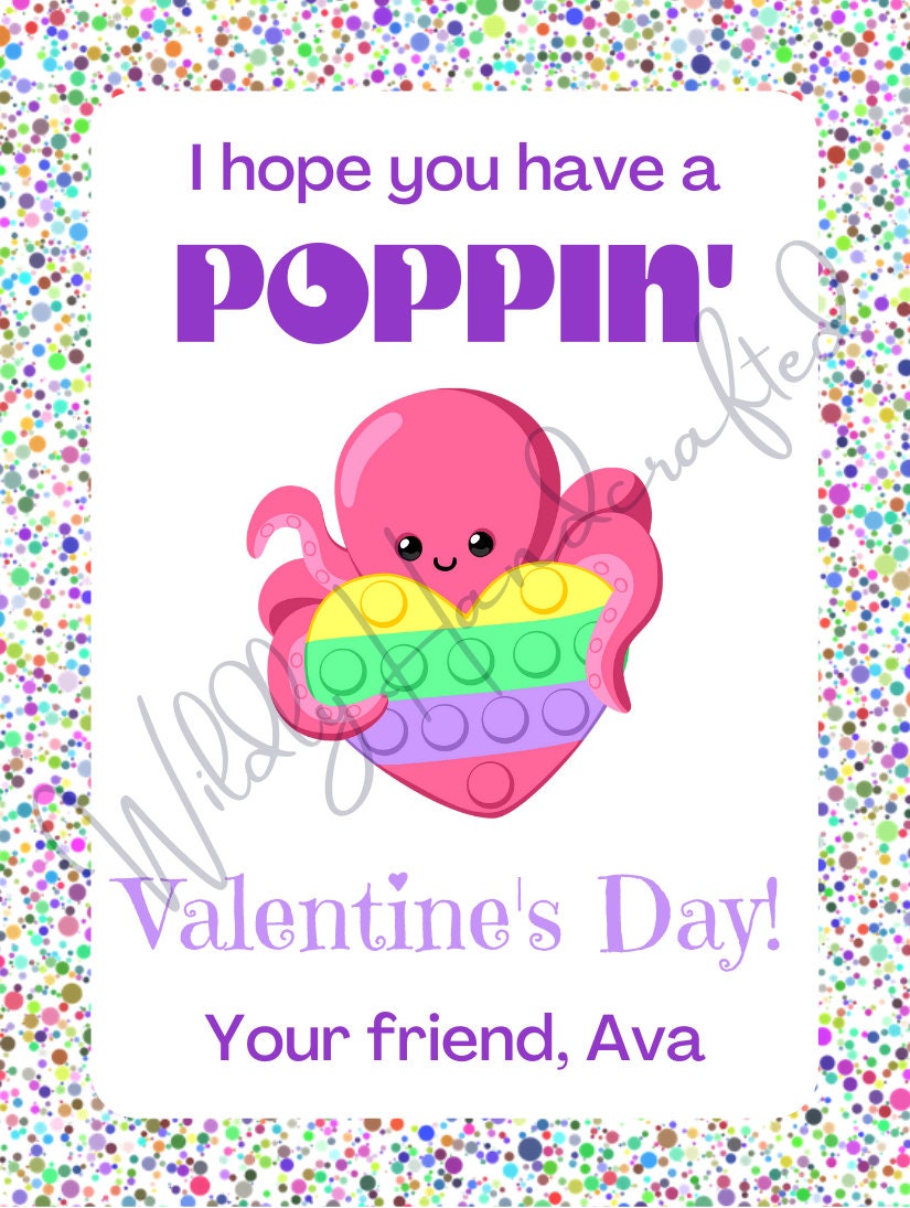 Poppin' Valentine's Day Printable Tags for Kid's - Etsy