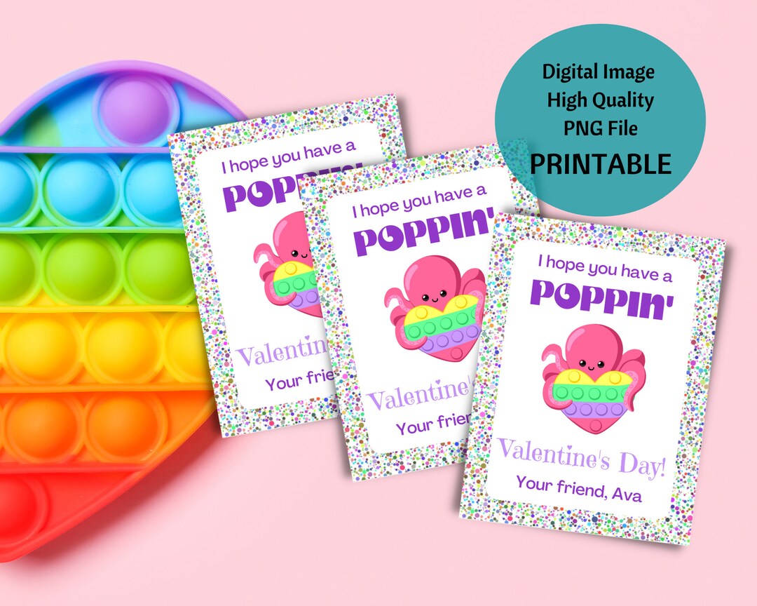 Poppin' Valentine's Day Printable Tags for Kid's - Etsy